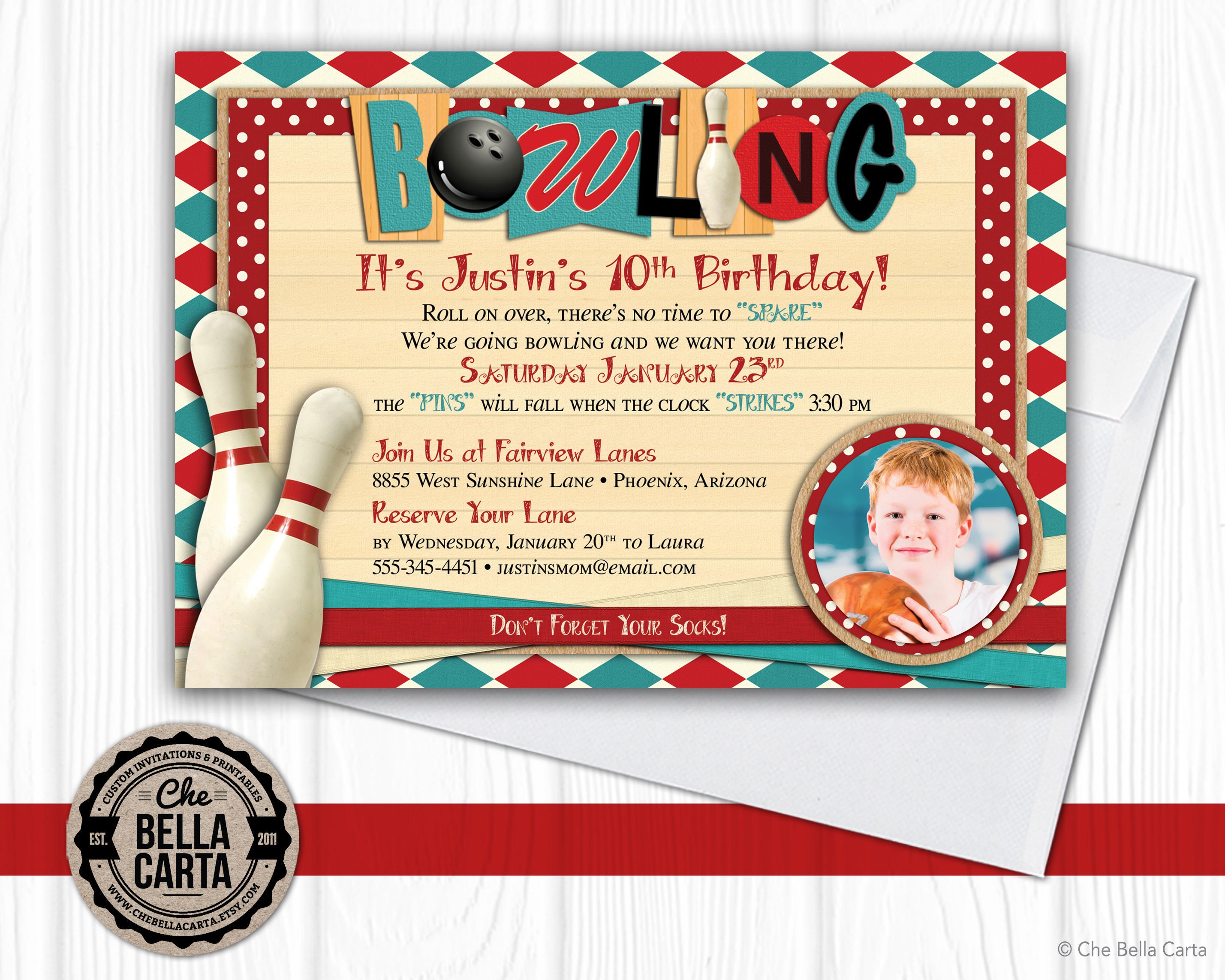 Photo Bowling Party Customized Printable Invitation - Etsy