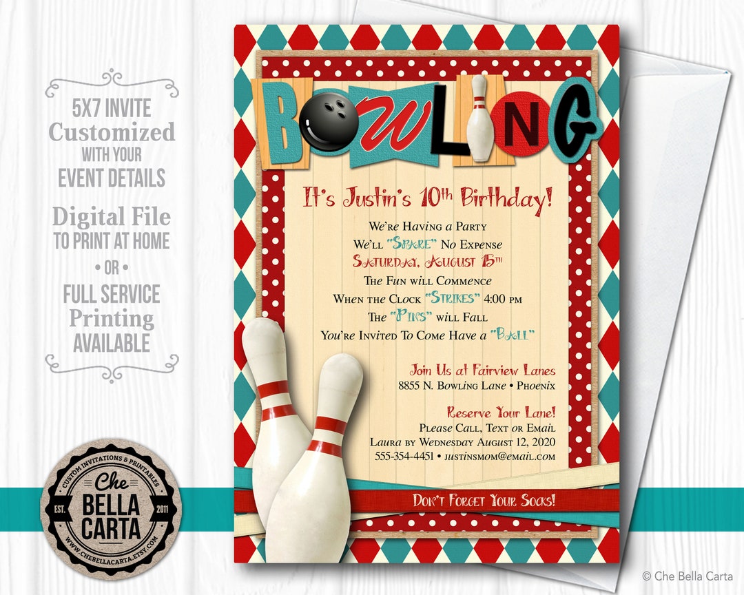 Bowling Party Customized Printable Invitation - Etsy