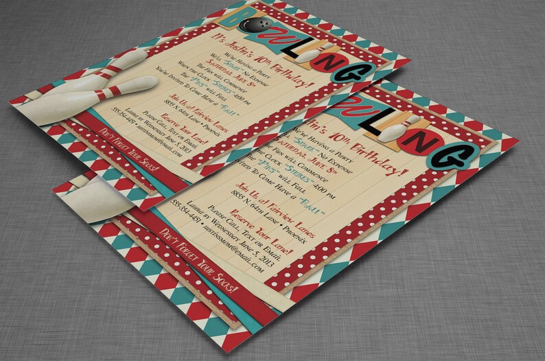 Bowling Party Customized Printable Invitation - Etsy