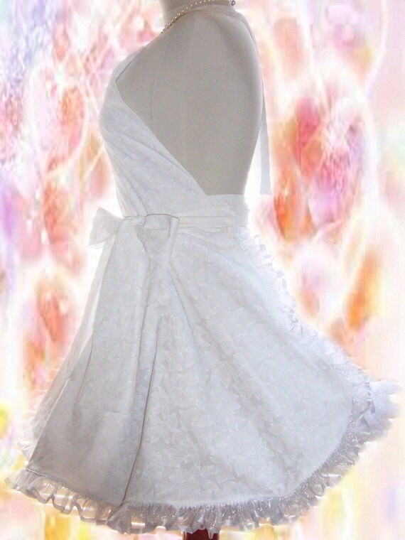 Bridal Apron White Retro Apron Classy Little White Apron - Etsy