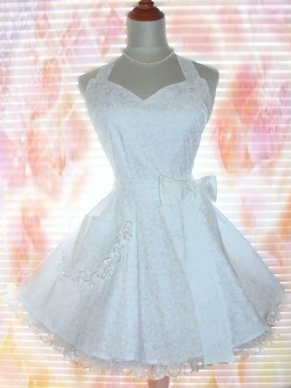 Bridal Apron White Retro Apron Classy Little White Apron - Etsy