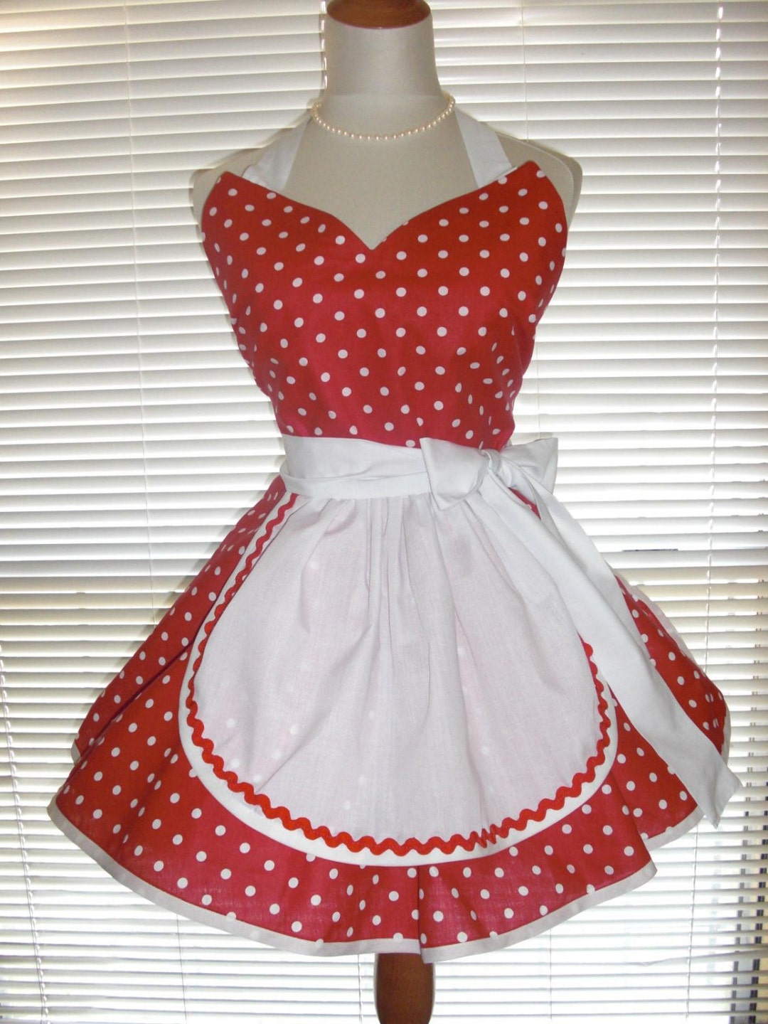 Costume Apron French Maid Apron Pin-up Retro Style Red With - Etsy