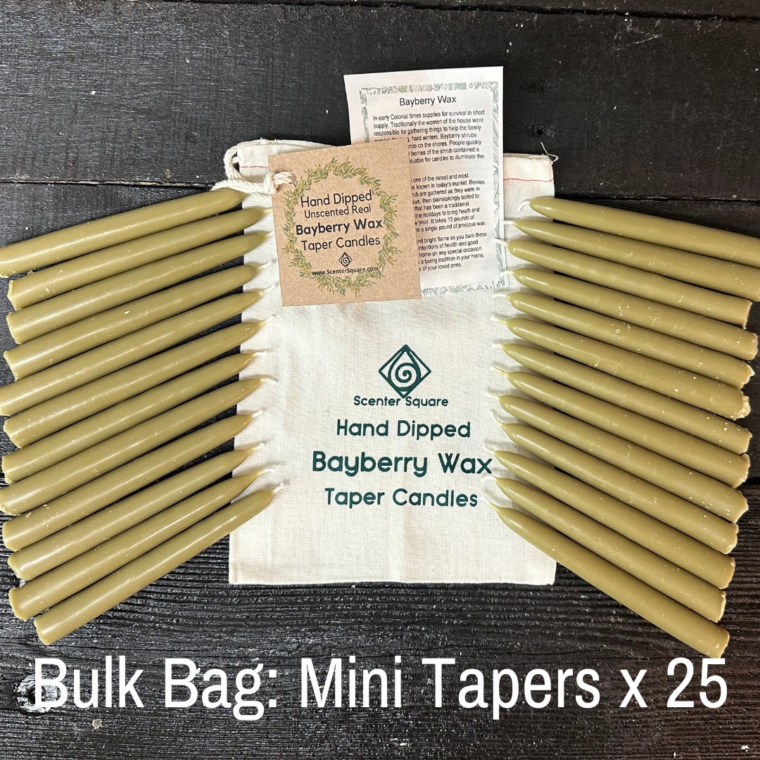 MINI Tapers UNSCENTED - 25 Real Bayberry Wax MINI Tapers ~ Favors Gift ...