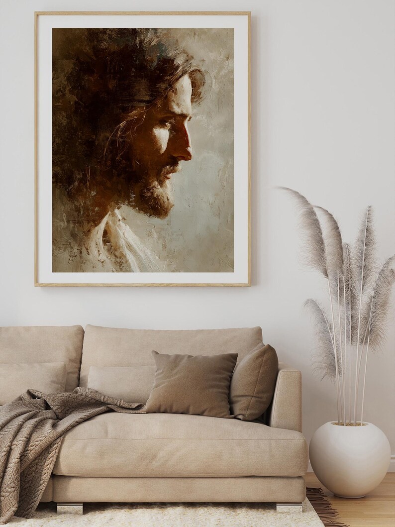 Abstract Jesus Portrait Print, Neutral Christian Wall Art (digital ...