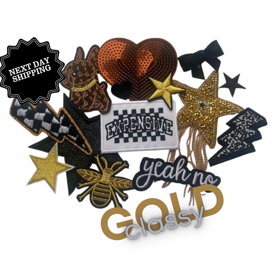 Iron on Bulk Patches - Embroidered Patches- Gold Patches - Patches for ...