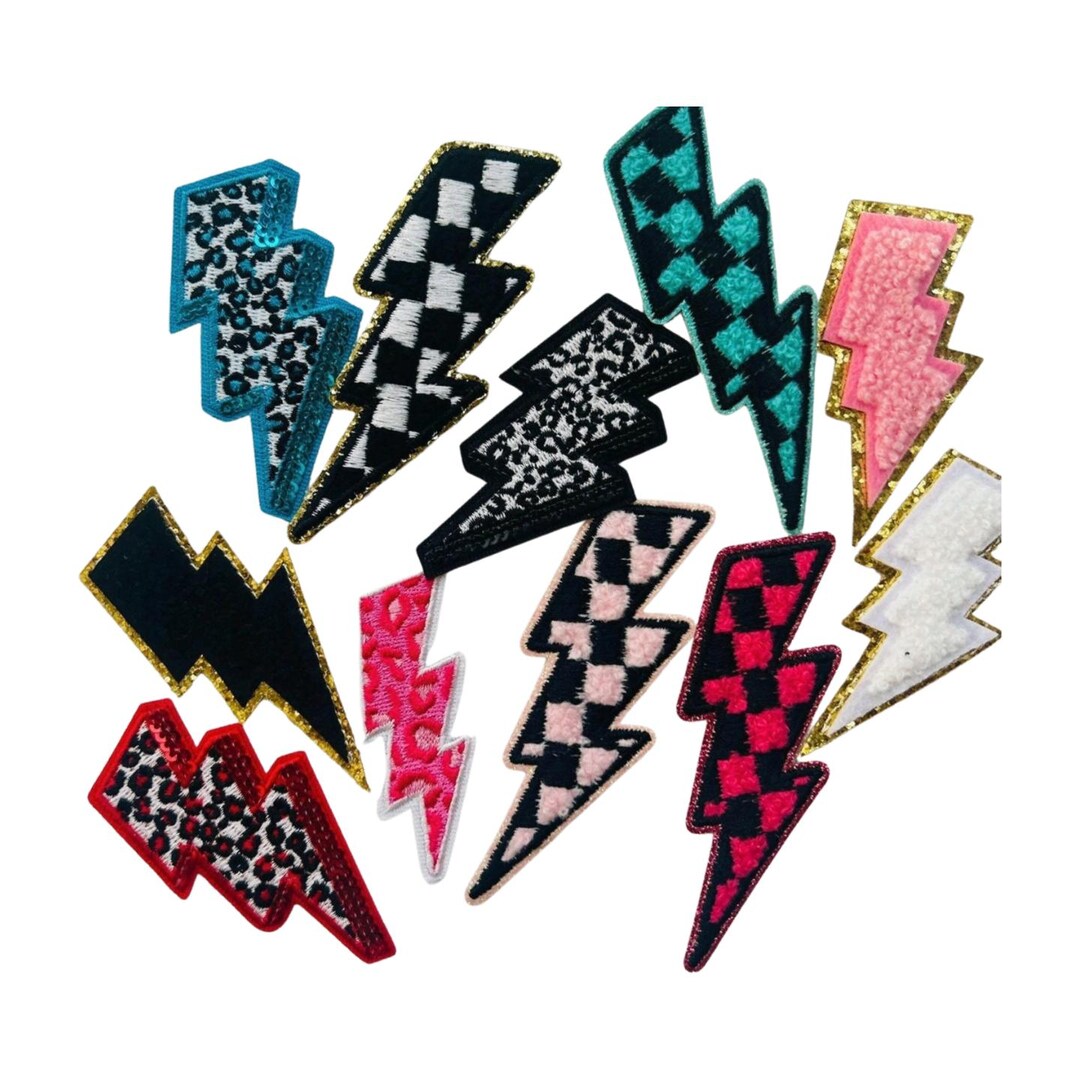 Lightning Bolt Iron on Patches, Filler Patches, Bolt Patches, Iron on ...
