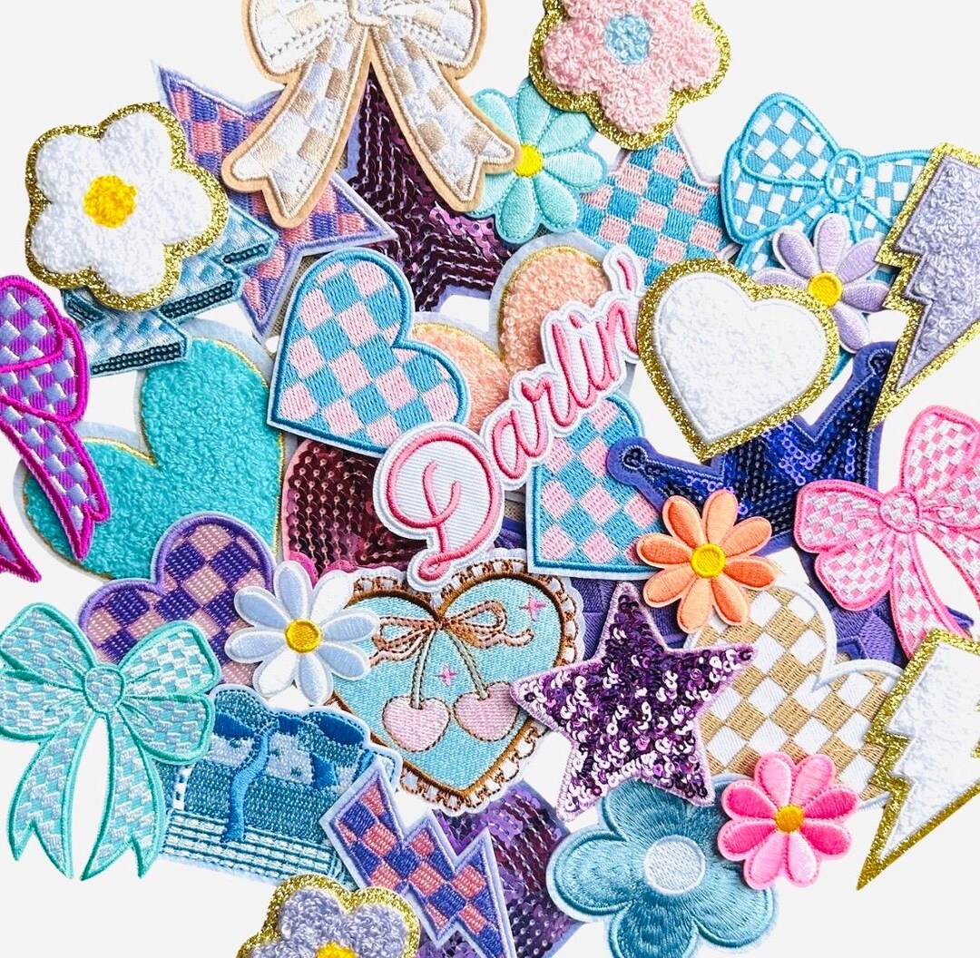 Pastel Iron on Patches - Pink Patches for Hats - Purple and Pink ...