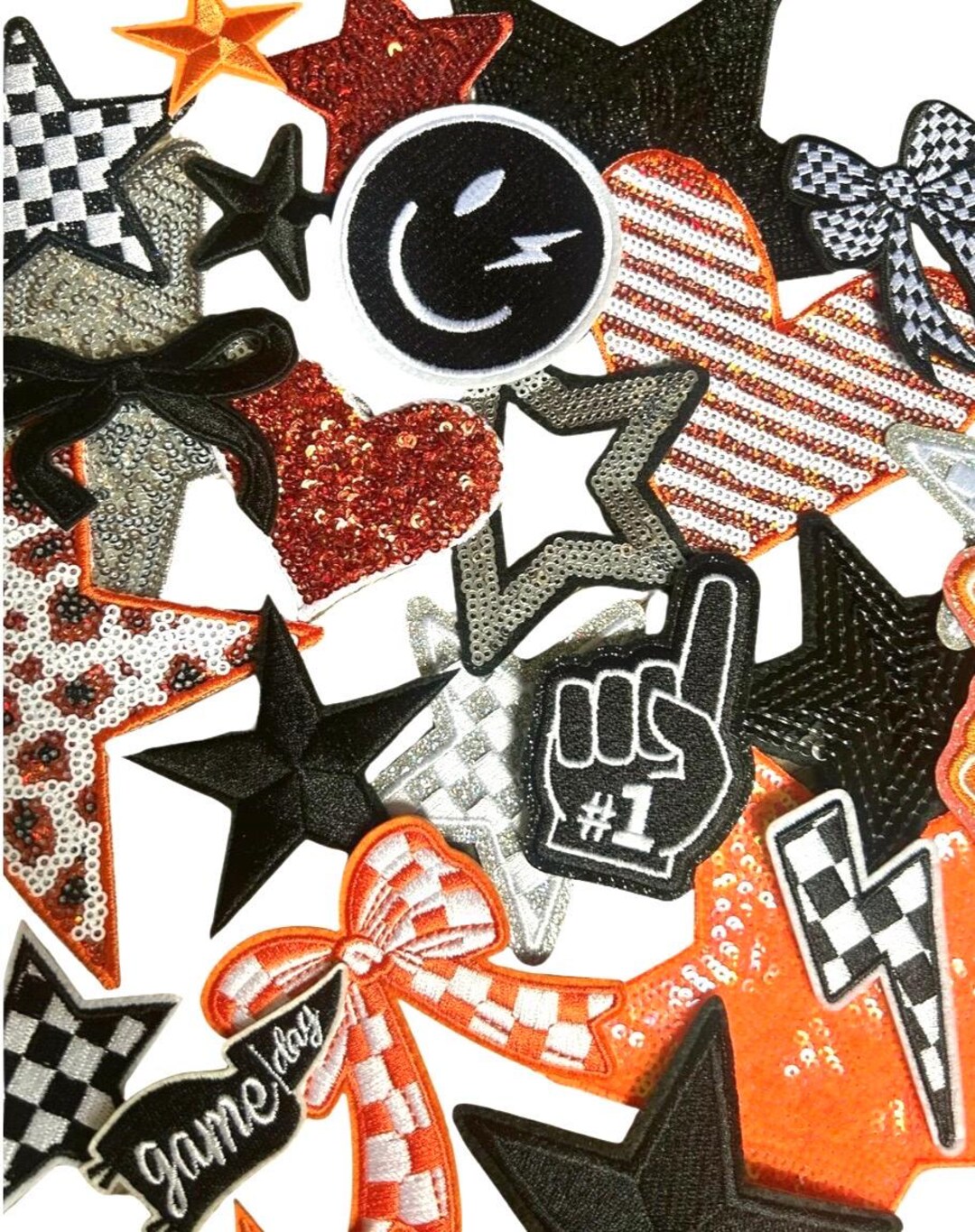 Black and Orange Iron-on Patches: Embroidered and Sequin DIY ...