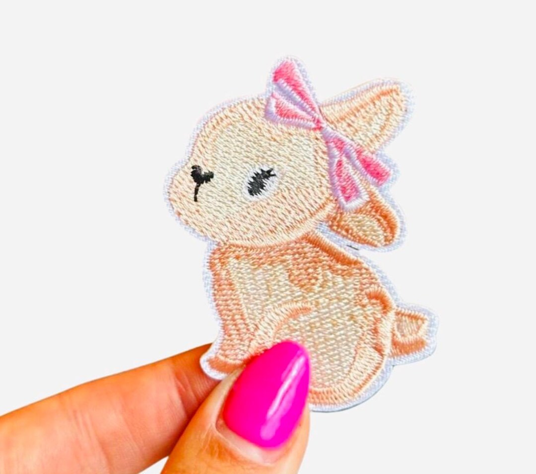 Bunny Iron on Patch, Easter Patch, Embroidered Bunny Rabbit, Coquette ...