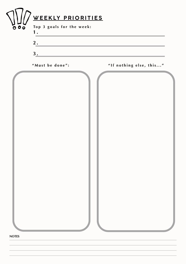 Weekly Reset Planner Printable PDF | Minimal Productivity & Wellness ...