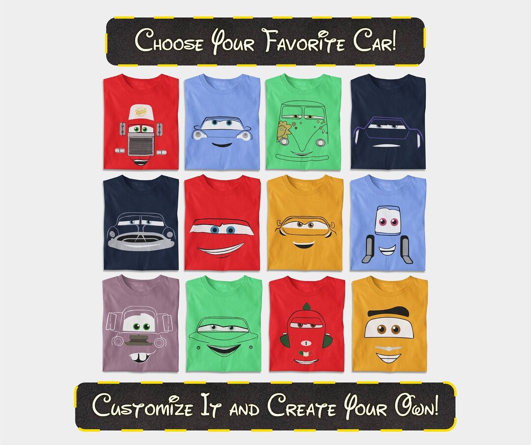 Personalized Disney Cars Face Custom Family Matching Shirt - Etsy