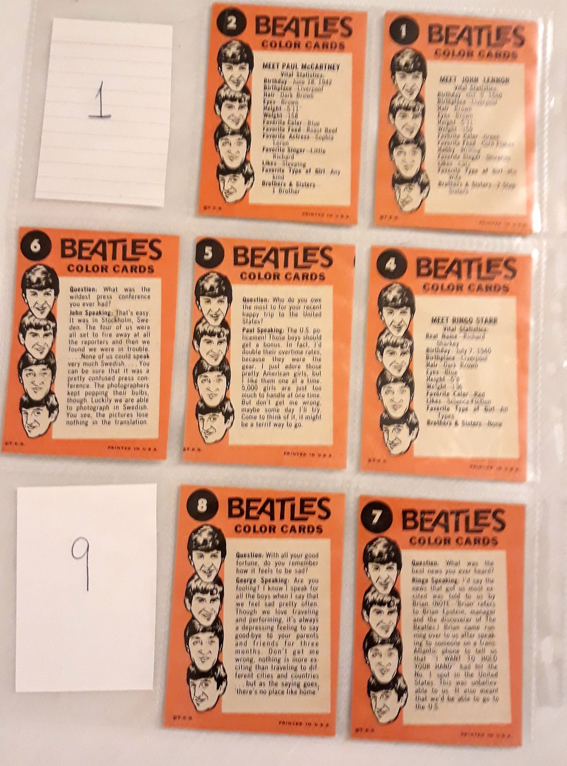 Beatles Trading Cards-1964 Beatles Color Cards - Etsy