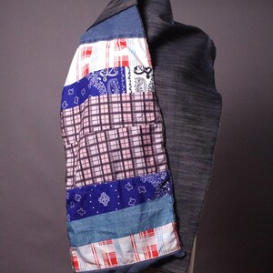 Long Denim Scarf, Up-cycled Jean Long Scarf, Women Patchwork Big Scarf ...