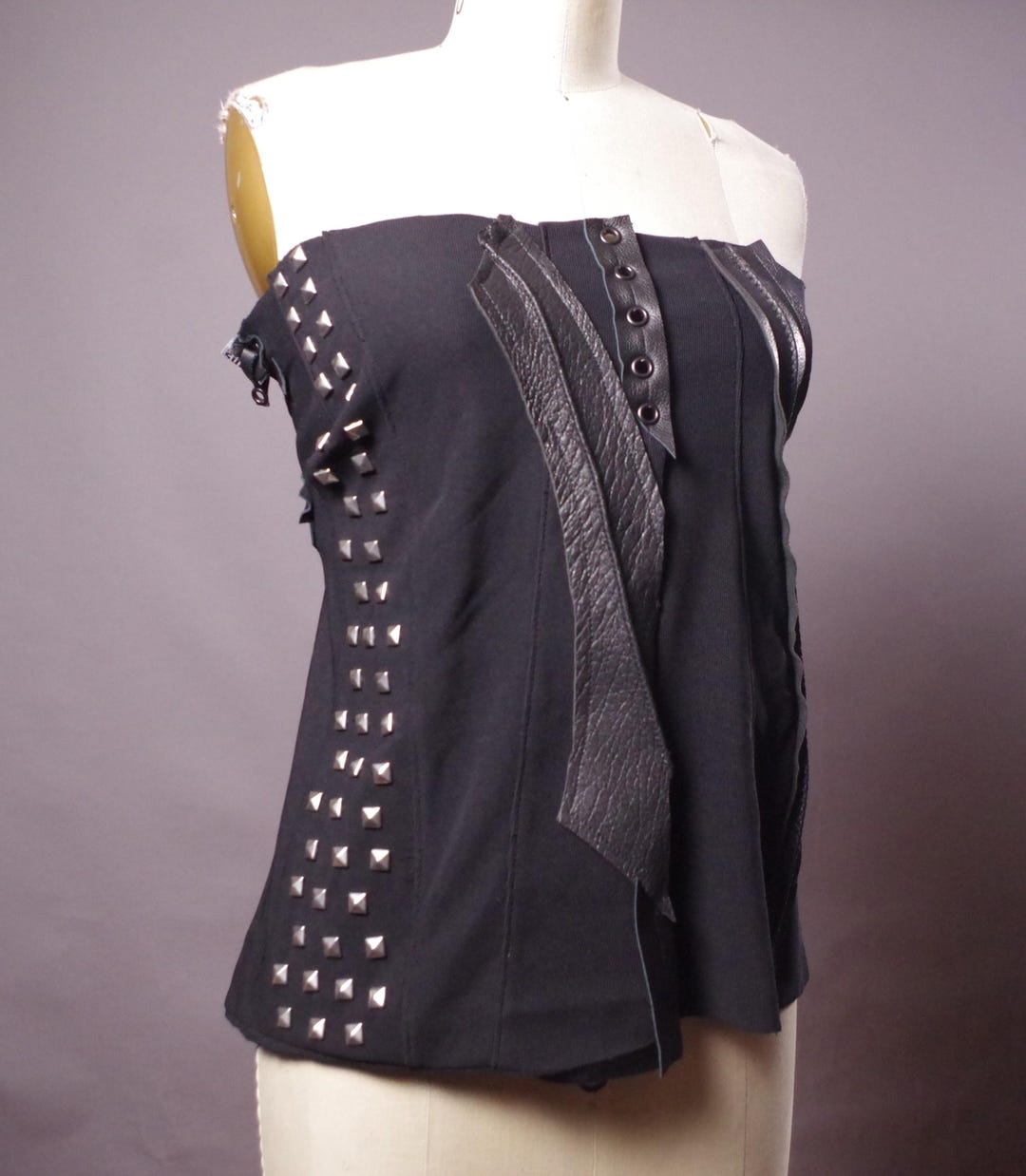 Studded Black Bustier, Leather Backless Top, Alternative Fashion ...