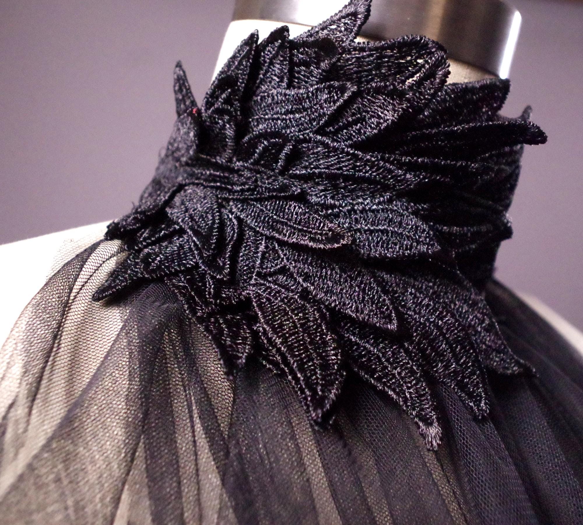 Black Tulle Long Choker, Avant-garde Gothic Neck Wrap, Sheer Statement ...