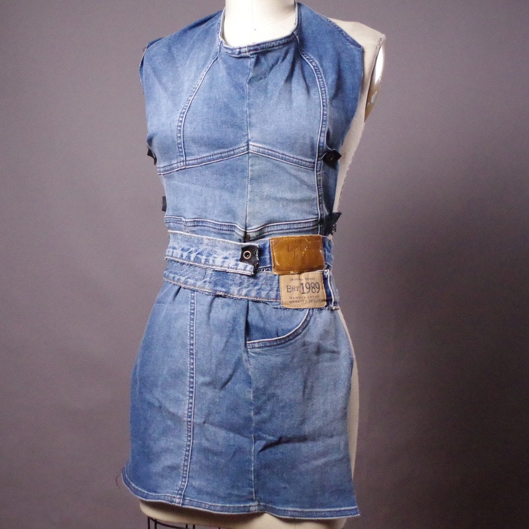 Handmade Upcycled Denim Tunic Top: Backless Jean Dress, Size S - Etsy