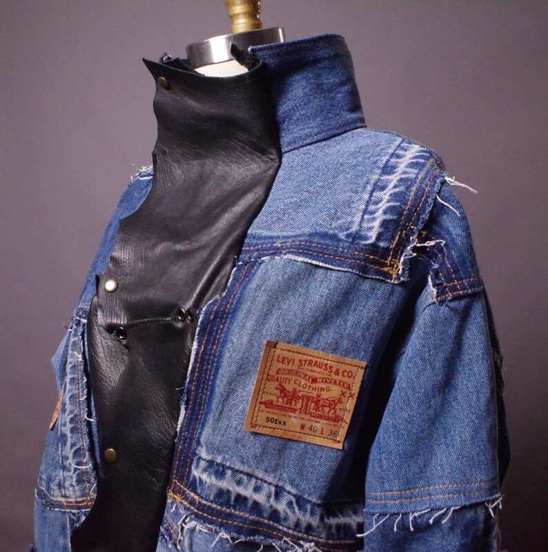 Upcycled Jean Patchwork Jacket: Handmade Denim Coat, Size Medium ...