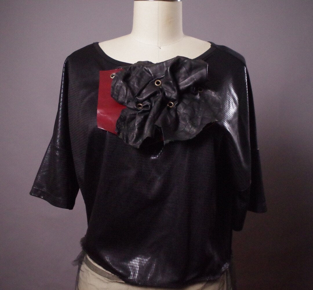 Handmade Avantgarde Leather Top: Upcycled Goth Fashion, Size 6-8 - Etsy