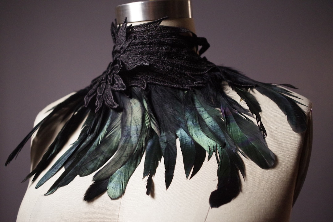 Black Feather Collar Necklace: Handmade Feather Wings Choker - Etsy