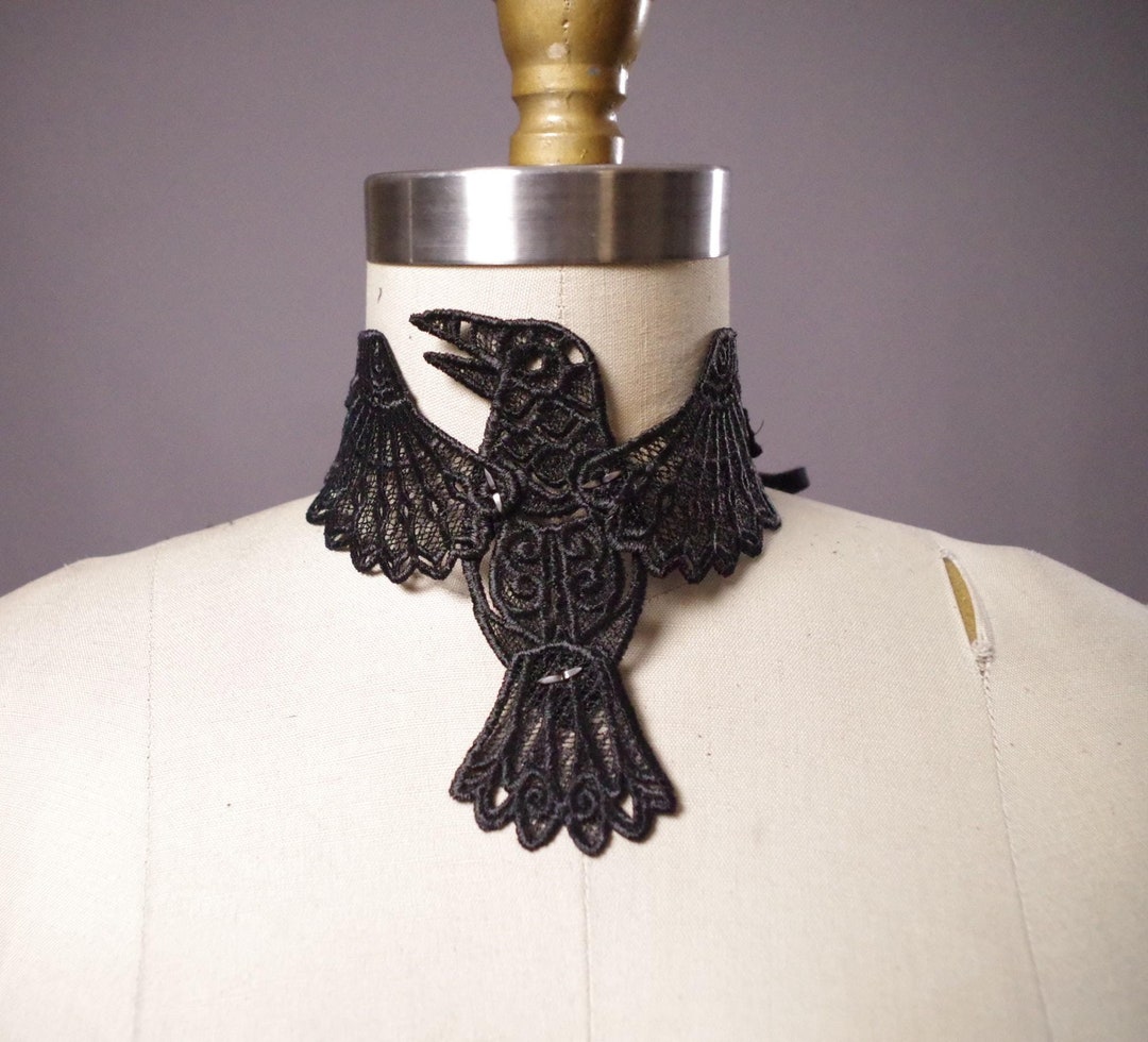 Raven Goth Collar, Raven Choker Necklace, Raven Necklace, Goth ...