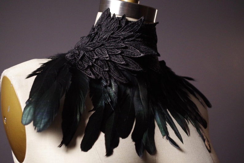 Black Feather Collar Feather Collar Necklace Feather Wings - Etsy
