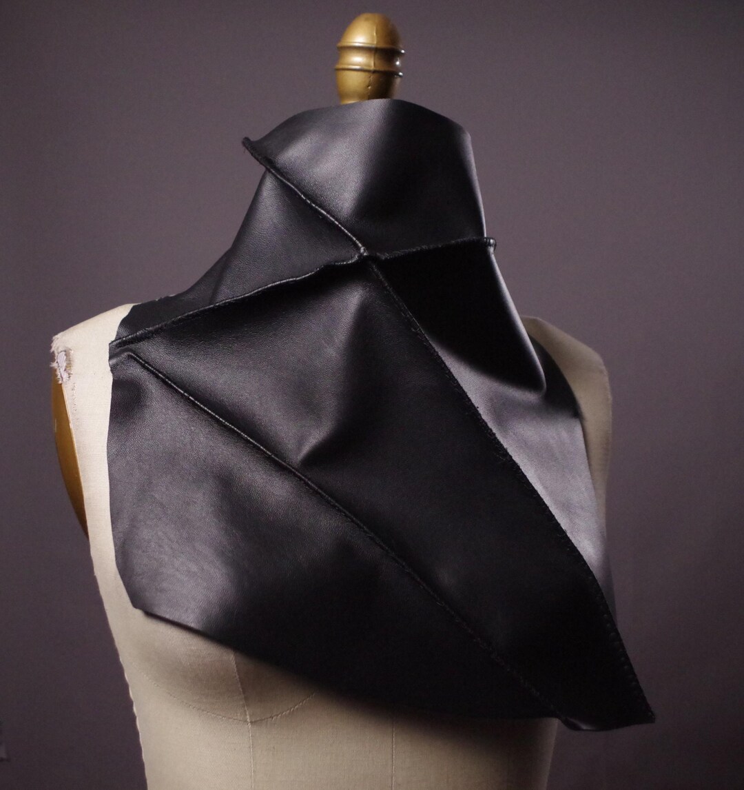 Genuine Leather Scarf, Leather Black Scarf, Twisted Leather Scarf, Goth ...