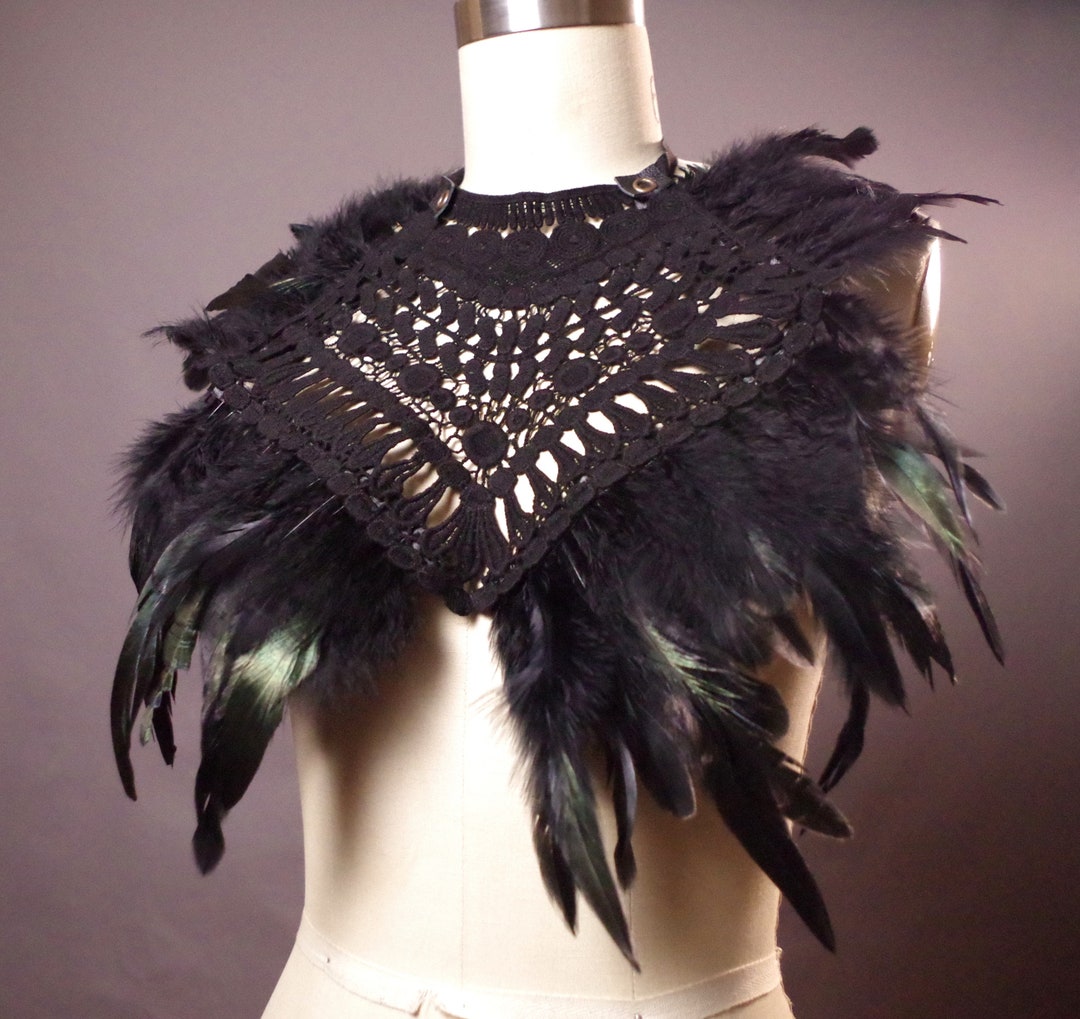 Black Feather Collar, Feather Collar Necklace, Feather Wings, Feather ...