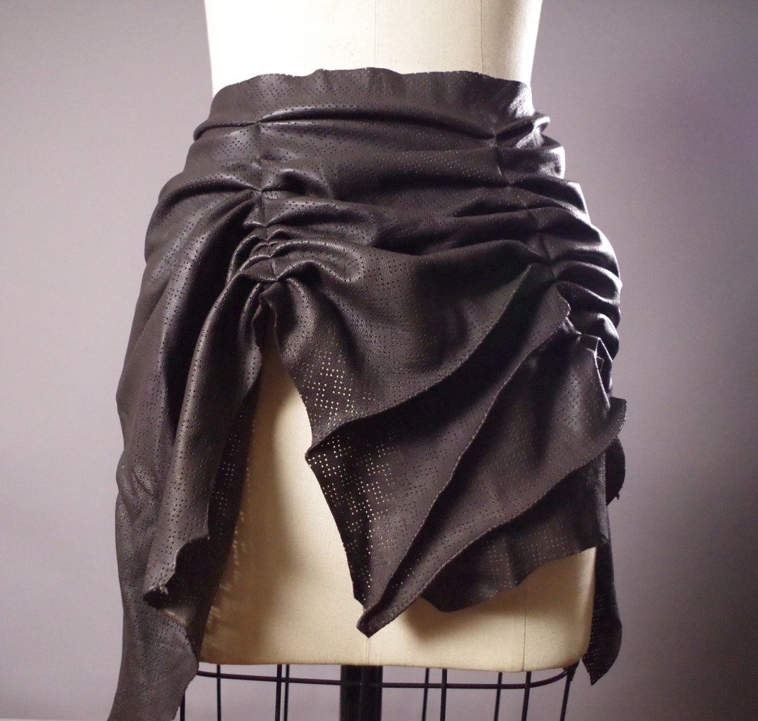 Genuine Leather Skirt Belt Ruffled Leather Belt Women's Wrap Belt ...