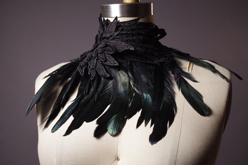 Black Feather Collar Feather Collar Necklace Feather Wings - Etsy