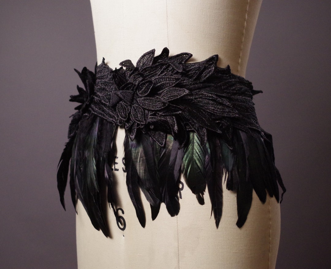 Feather Wings Belt - Black Feather Wings Belt - Women's Feather Belt ...