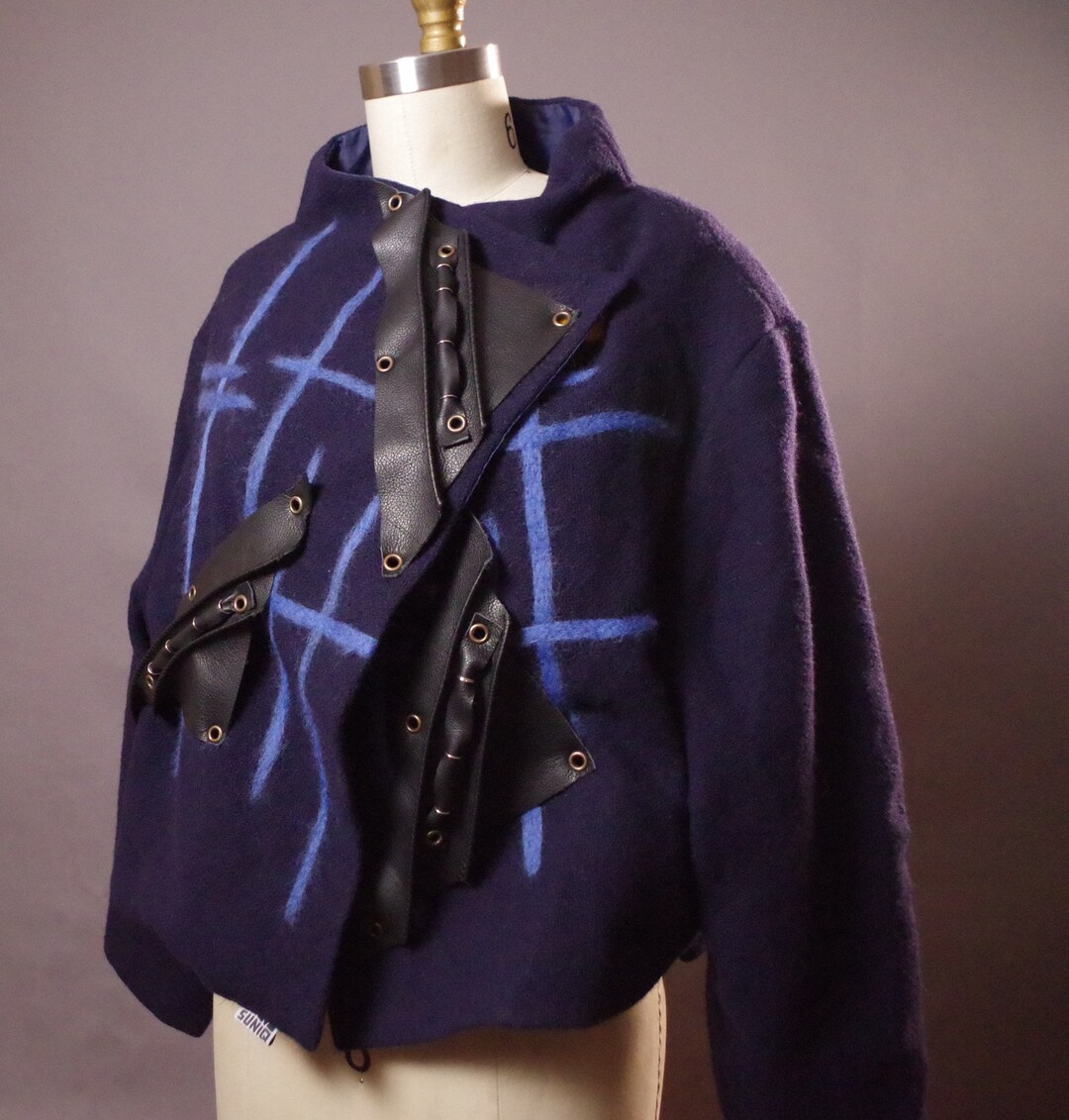 Hand Felted Coat, Felted Leather Coat, Unique Women Coat, Merino Wool ...