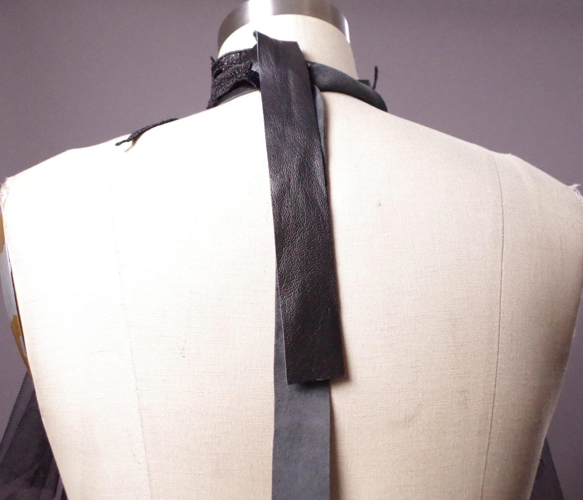 Black Tulle Long Choker, Avant-garde Gothic Neck Wrap, Sheer Statement ...
