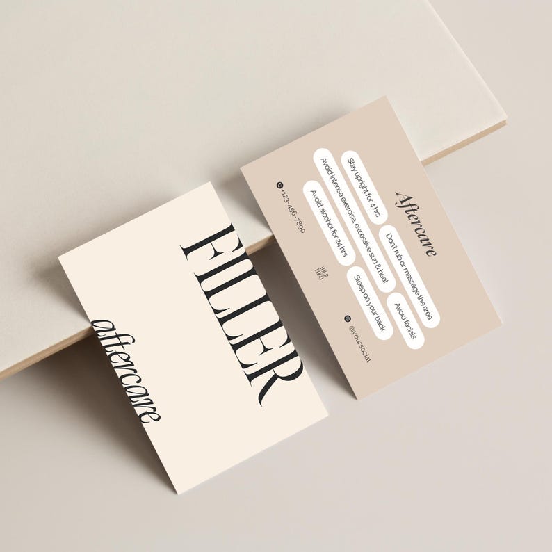 Filler Aftercare Card | Editable Medspa Care Instructions | Printable ...
