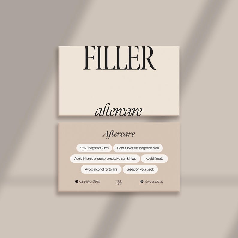Filler Aftercare Card | Editable Medspa Care Instructions | Printable ...
