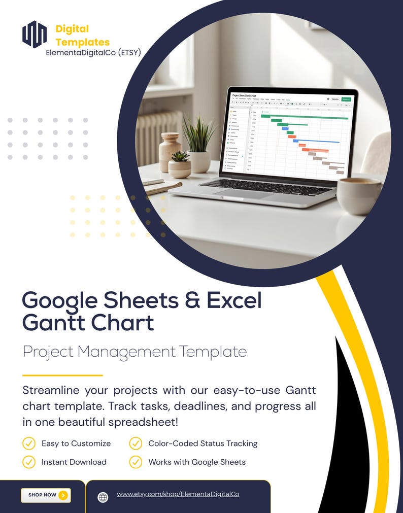 Excel Gantt Chart Template | Google Sheets Project Timeline Tracker ...