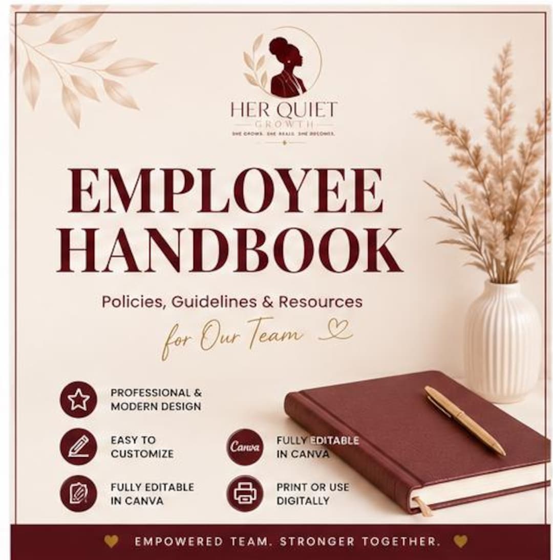Editable Employee Handbook Template | Canva HR Policies Manual (digital ...