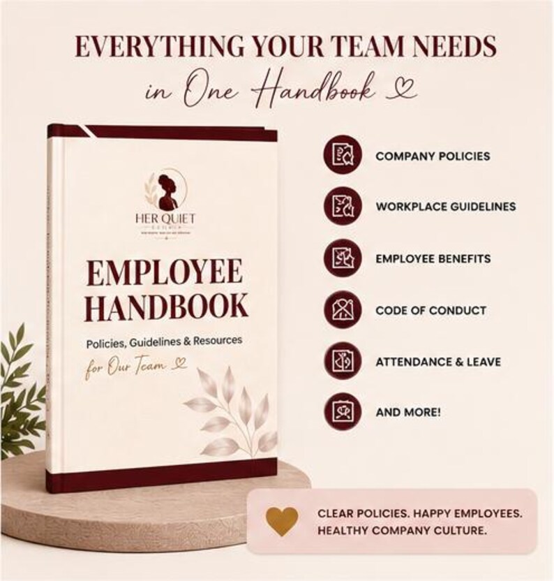Editable Employee Handbook Template | Canva HR Policies Manual (digital ...
