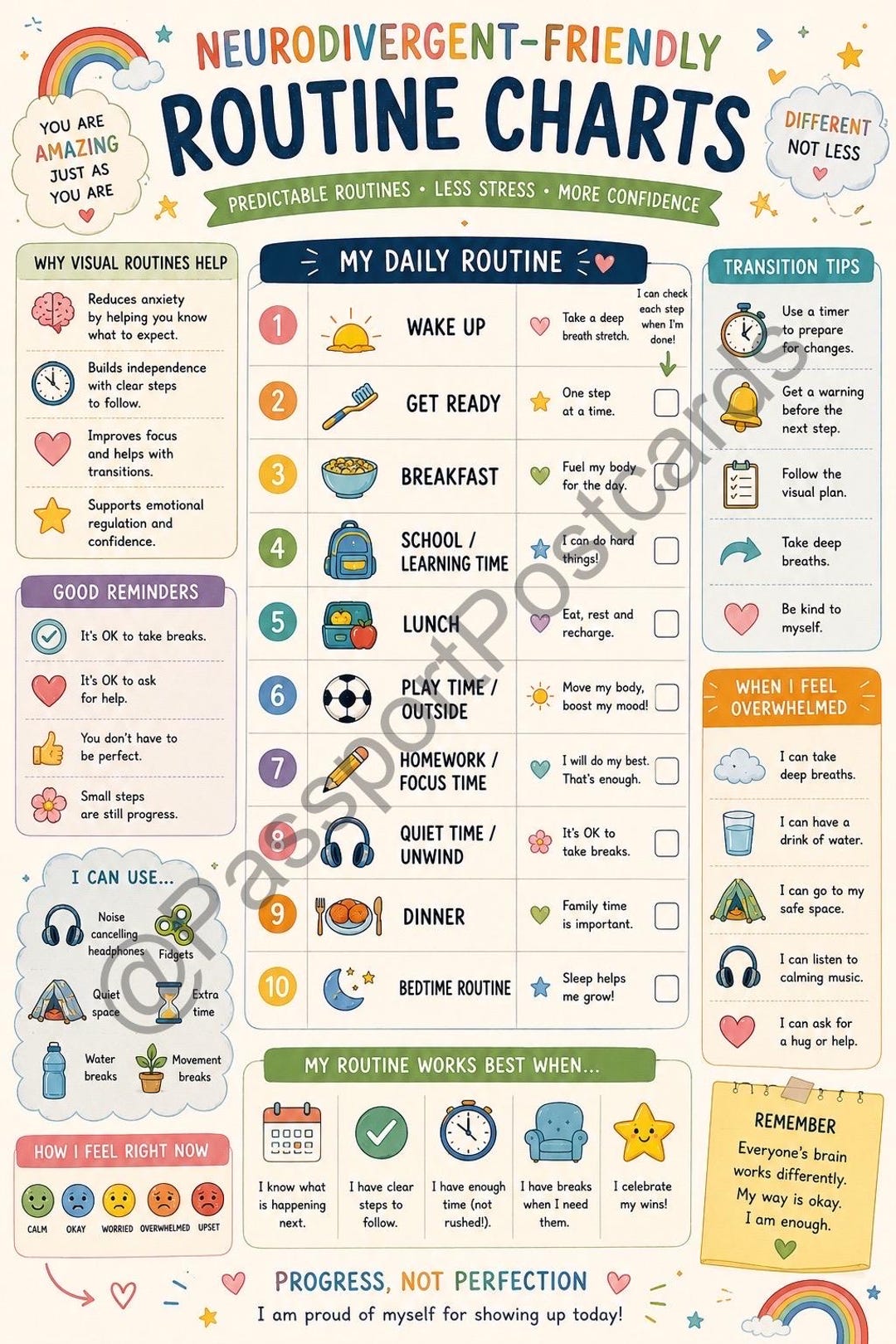 Neurodivergent Friendly Routine Chart for Kids | Visual Schedule ...