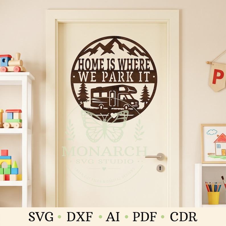 Home is Where We Park It RV Sign SVG. Camping Decor for Laser Cutting ...