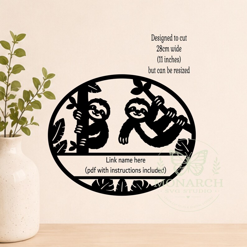 Personalized Sloth Name Sign SVG, Sloths Nursery Jungle Decor for Laser ...