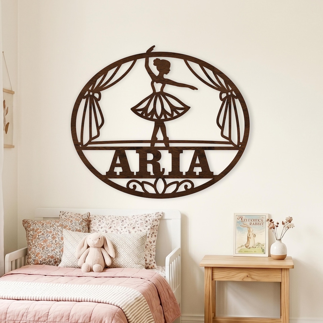 Ballerina Name Sign SVG. Personalized Ballet Wall Decor for Laser ...