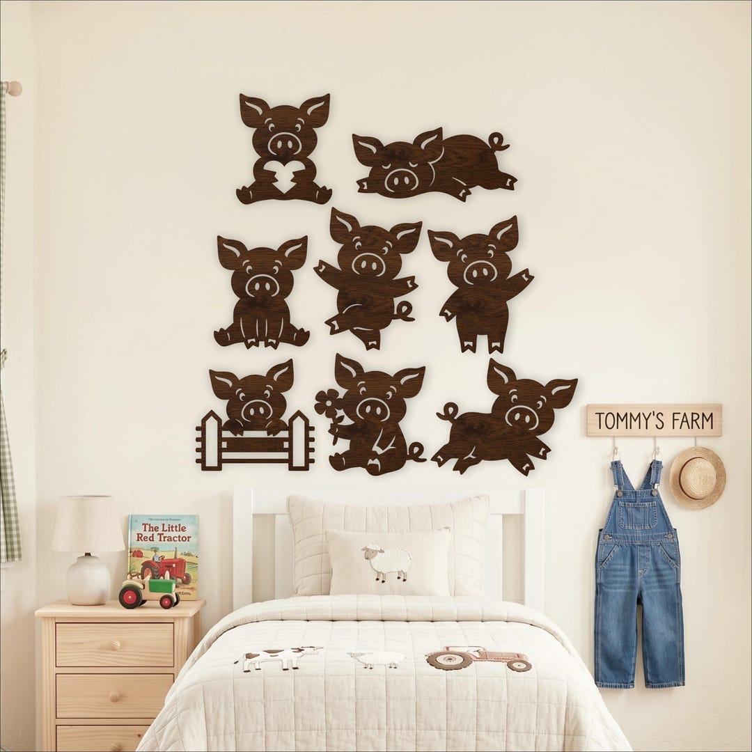 8 Pig Silhouette Bundle SVG Farm Animal for Laser Cutting. Pigs Farming ...