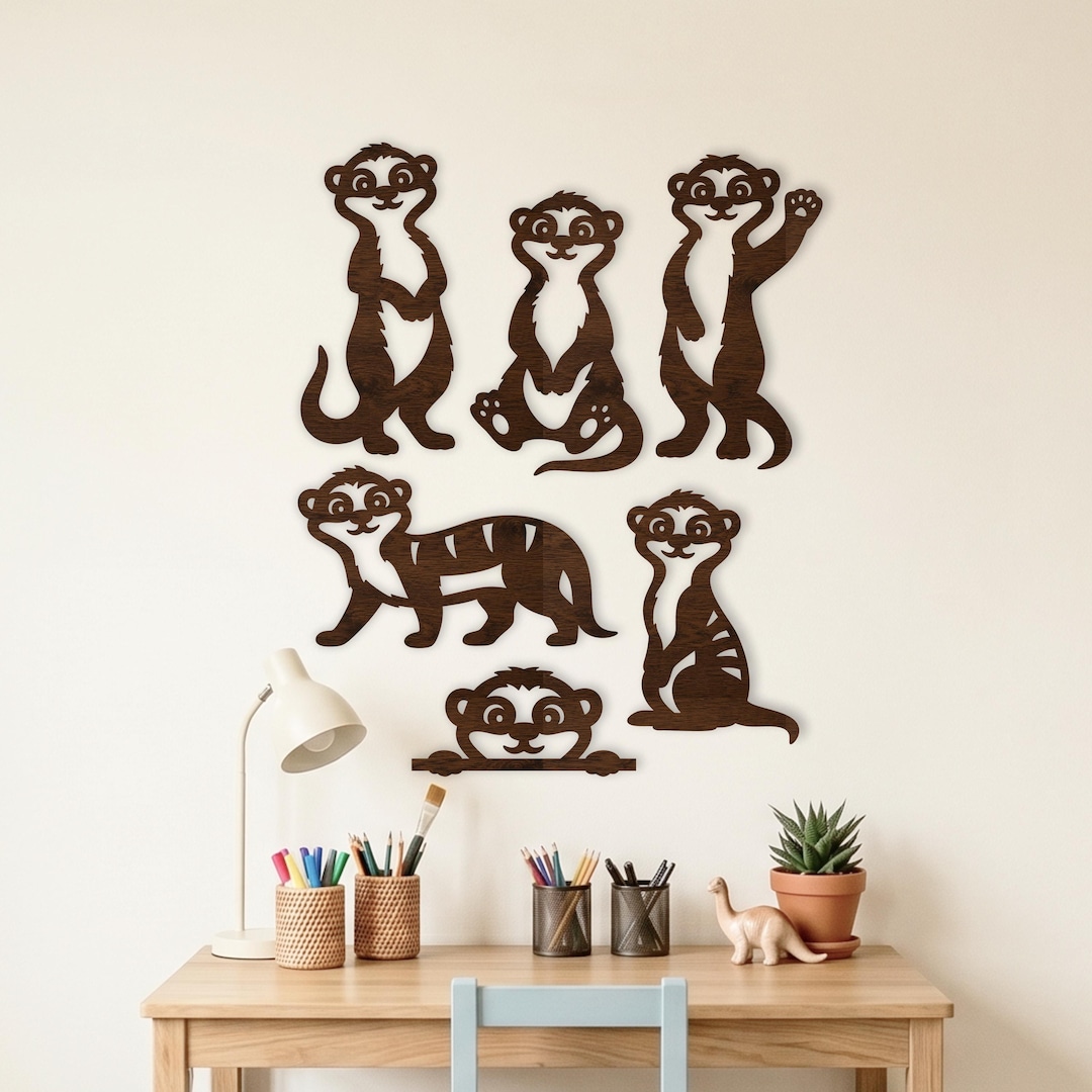 6 Meerkat SVG Silhouette Shapes. Playful Meerkat Designs for Laser ...