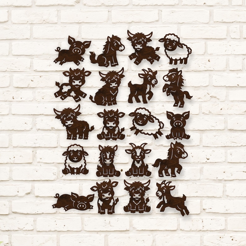 Farm Animal SVG Bundle, Nursery Animal Laser Cut Files for Kids Decor ...