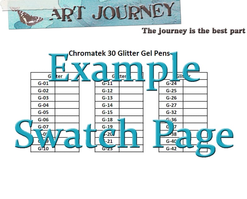 Chromatek 30 Gel Pens Colour Chart Swatch Sheet | Printable Colouring ...