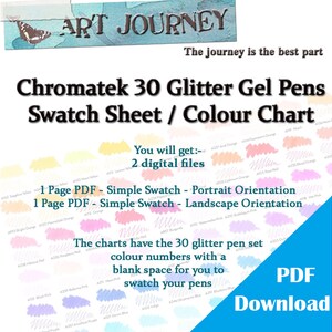 Chromatek 30 Gel Pens Colour Chart Swatch Sheet | Printable Colouring ...