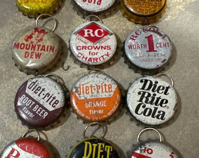 One Dozen Very Old Bottle Cap Charms - Etsy