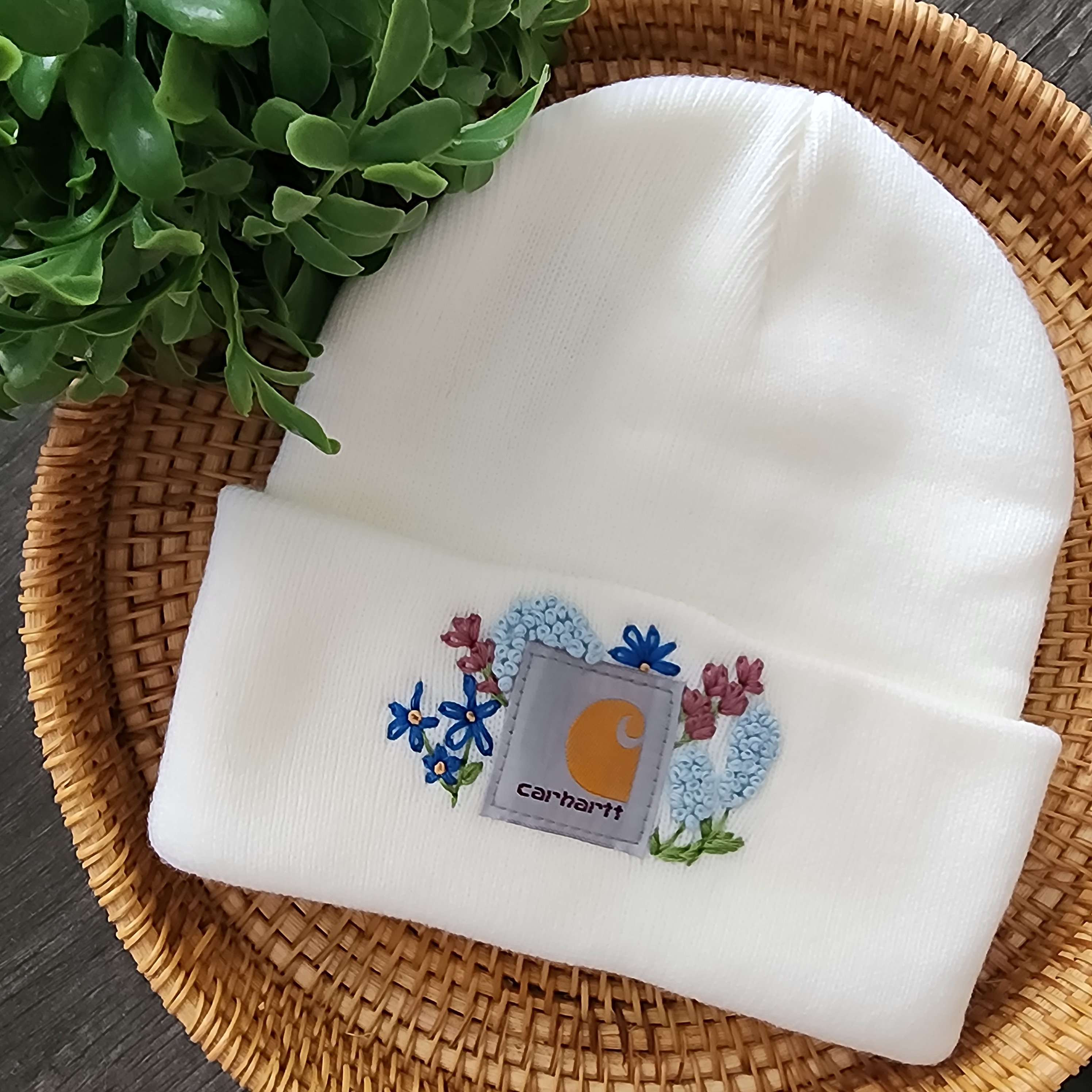 Hand Embroidered Carhartt Hat, Carhartt Beanie With Flowers, Customized ...