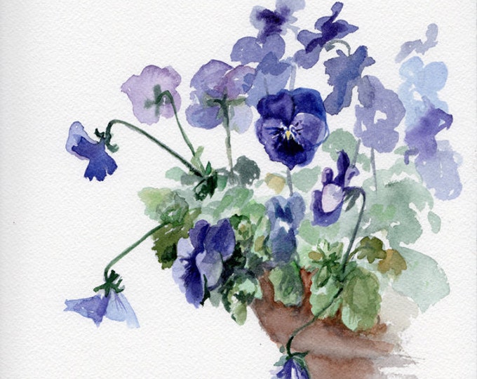 Violets, Original Painting, Spring Flowers Viola, Mother's Day Gift ...