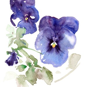 Pansies Watercolor Print FLOWERS GICLEE Violets Print - Etsy
